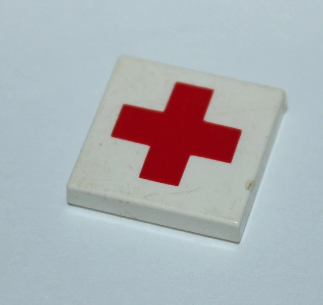 LEGO TILE 2X2 with Red Cross Pattern ref 3068bp52 set 6380 6356 6688 ...