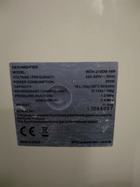 16 LITRE DEHUMIDIFIER wdh-210db-16r £45.00 - PicClick UK