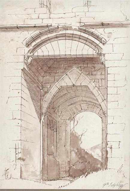 WILLIAM CLEVERLY ALEXANDER Small Watercolour Painting HELMSLEY CASTLE ...