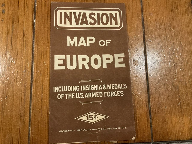 ORIGINAL WWII US Invasion Map Of Europe With Insignia Section £36.66 ...