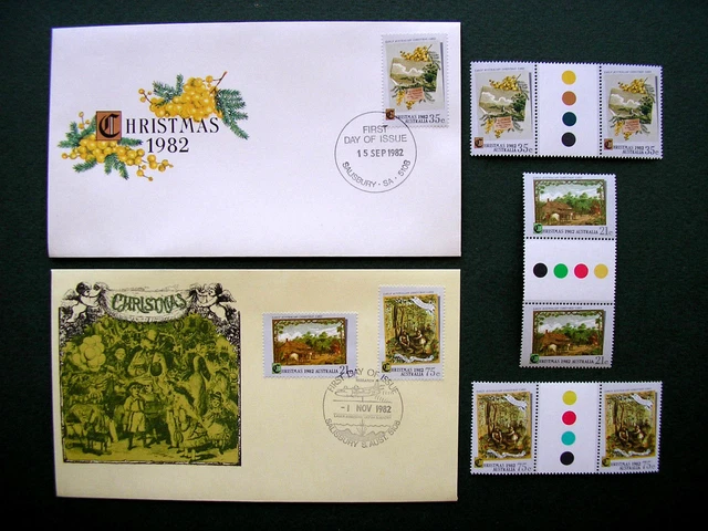 1982. CHRISTMAS IN Australia. 2 First Day Covers & 3 Gutter Pairs. Mnh ...