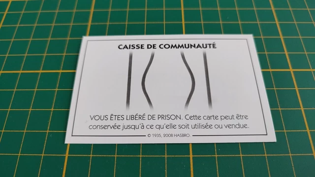 CARTE CAISSE DE communauté vous êtes libéré de prison jeu Monopoly ...