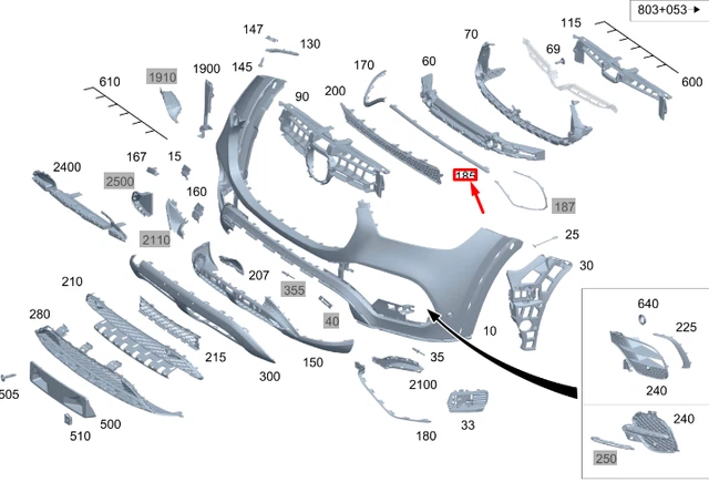 MERCEDES-BENZ GLE W167 Front Bumper Center Cover A1678851410 NEW ...