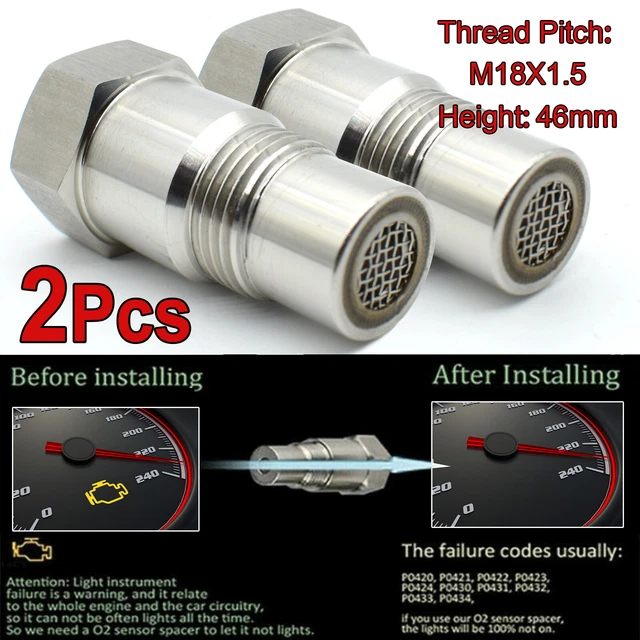 2PC CAR CEL Oxygen O2 Sensor Spacer Adapter Catalytic Converter Fix ...