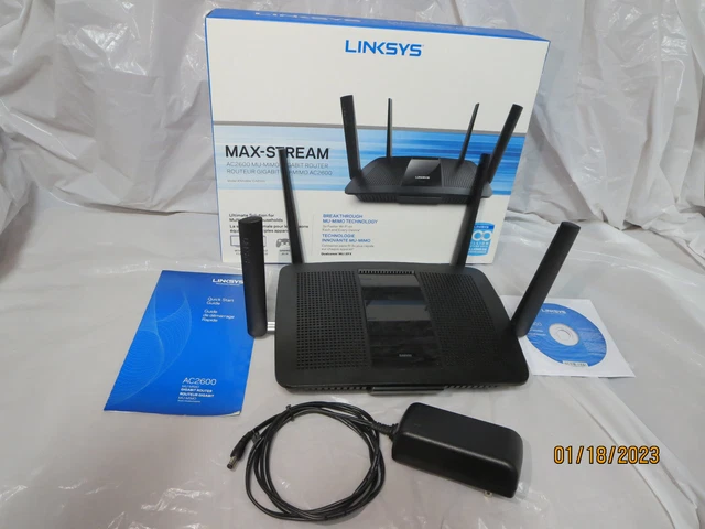 LINKSYS MAX-STREAM EA8500 AC2600 Smart Wi-Fi Router Tested Working $80. ...