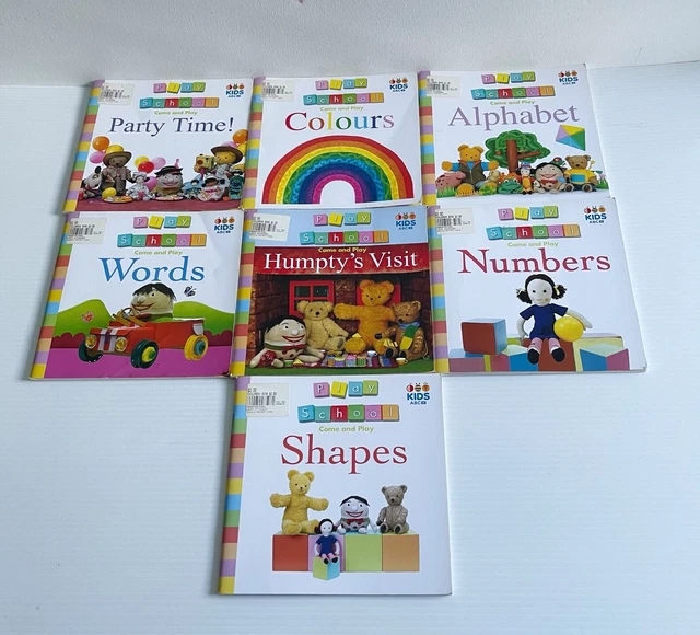PLAY SCHOOL COME and Play Books x 7 ABC KIDS Humptys Visit Words Shapes ...