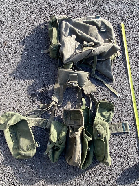 POST WW2 BRITISH Army Combat Webbing Set with Belt and Extra Pouches. £ ...