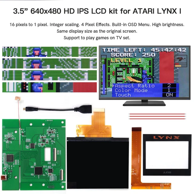 KIT MOD SCHERMO LCD HD IPS HDMI display pixel retrò per console ATARI ...