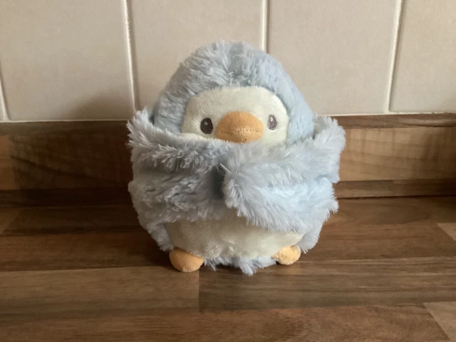 AURORA BABY BLUE Fluffy Penguin Chick Peekaboo Soft Toy Plush Comforter ...