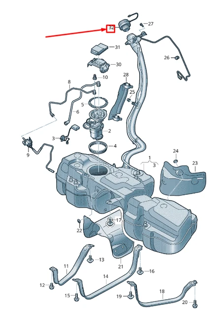 BOUCHON DE RÉSERVOIR de carburant AUDI Q7 4M avec sangle de retenue ...