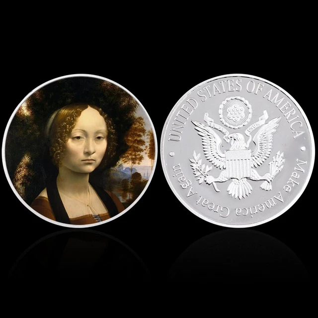 RENAISSANCE SILVER COIN Leonardo Da Vinci Famous Painting Commemorative ...