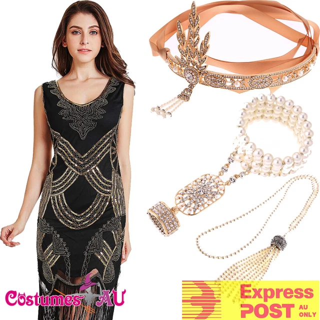 Deluxe Ladies 20s 1920s Roaring Flapper Costume Sequin Gatsby 20s