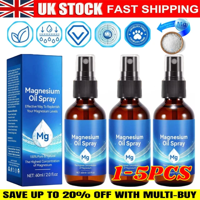 1-5PCS PURE MAGNESIUM Oil Spray - 100% Pure & Natural Magnesium Oil ...