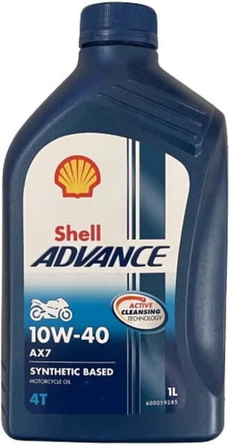 SHELL ADVANCE 4T AX7 Synthetic Based Motorcycle Motor Oil 10W-40, 1 ...