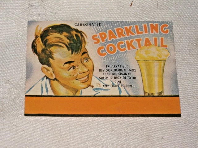 OLD GENERIC 1960'S Sparkling Cocktail Cordial Soft Drink Bottle Paper ...