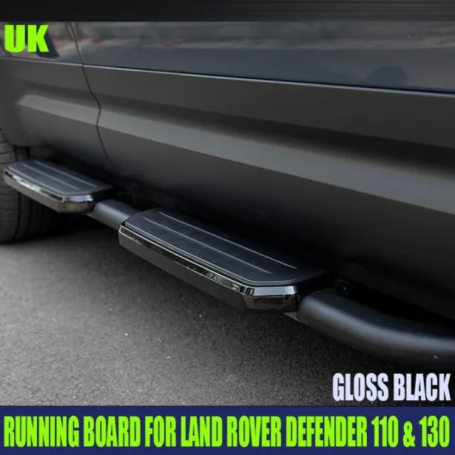 FOR LAND ROVER Defender 110 L663 Running Board Side Steps Black Stealth ...