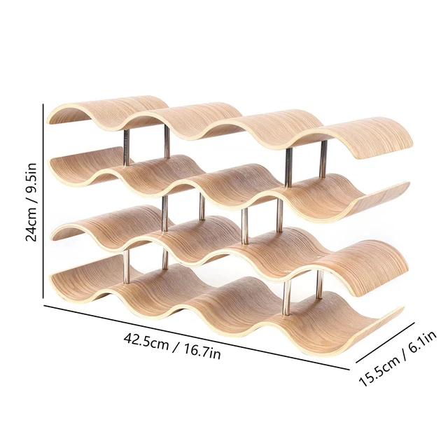WOODEN WAVE WINE Rack 4-Tier Home Grape Wine Holder Shelf Cabinet ...
