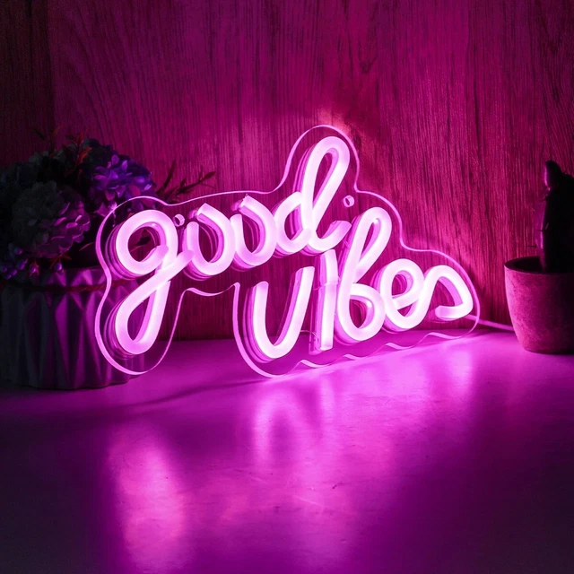 LED NEON GOOD vibes only USB Powered Neon Signs Night Light 3D Wall Art ...