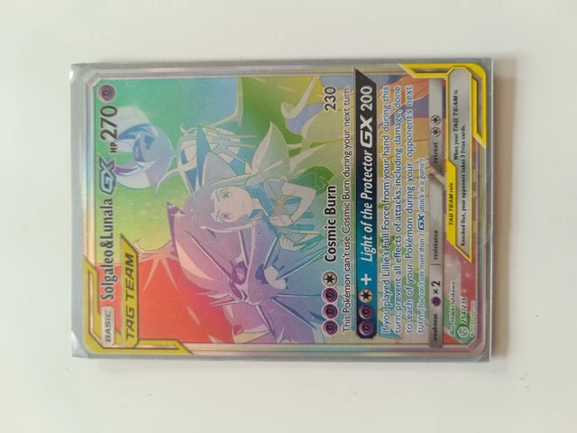 CARTE POKEMON SOLGALEO et Lunala GX Rainbow Eclipse Cosmique EUR 100,00 - PicClick FR