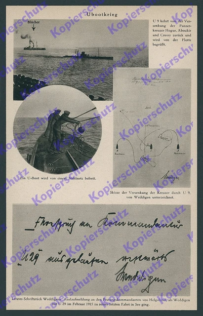 KAISERLICHE MARINE U-BOOT-KRIEG SM U 9 Otto Weddigen U 29 Nordsee ...