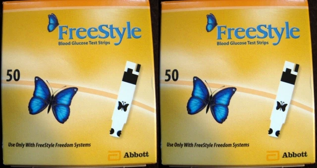2 X SCATOLE FREESTYLE 100 STRISCE REATTIVE GLICEMIA TEST GLICEMIA ...