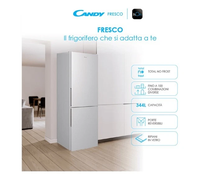 CANDY CCE3T618FS RÉFRIGÉRATEUR Combiné Non Frost Métal Look Classe Pour ...