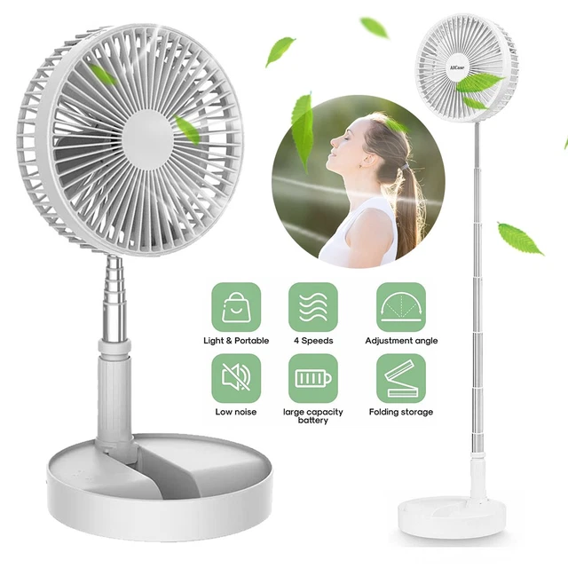 PORTABLE STANDING FAN USB Foldable Desk Fan Rechargeable Adjustable ...
