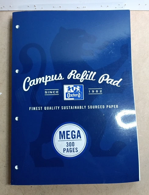 OXFORD CAMPUS, MEGA 300 Pages A4 Lined Paper Refill Pad with Margin ...