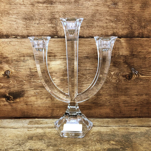 VINTAGE NACHTMANN CRYSTAL Three Candle Candelabra 24% Lead Crystal West ...