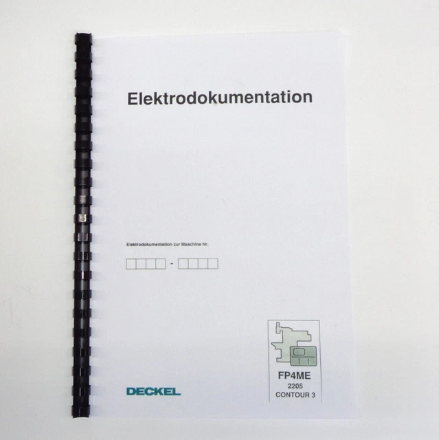 ELEKTRISCHE UNTERLAGEN (SCHALTPLAN) Deckel Fräsmaschine FP4A -ME 2205 ...