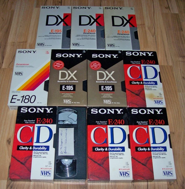 10 SONY E-240+E-195+E180 CD Super/DX VHS VIDEO NASTRI VINTAGE ANNI 1980/90 EUR 9,99 - PicClick IT