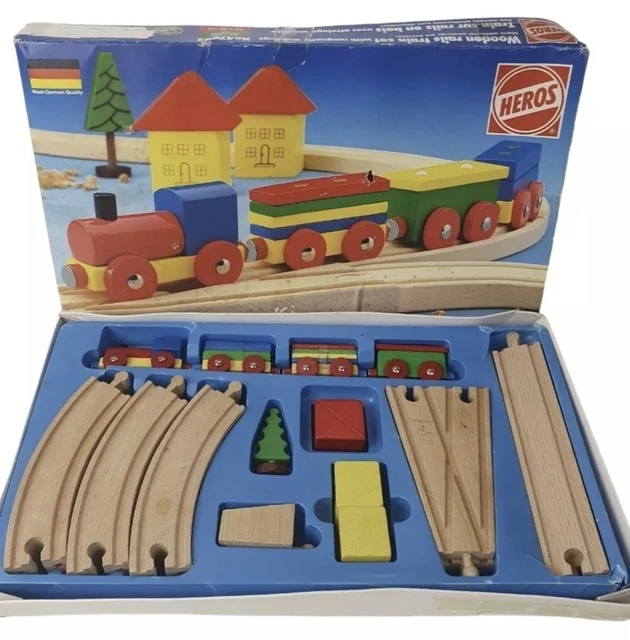 HEROS WOODEN TRAIN set magnetic vintage 1980s made in germany boxed toy ...