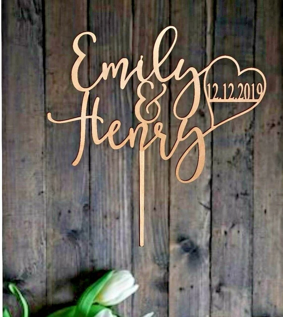 PERSONALIZED NAMES WEDDING Cake Topper Custom Calligraphy with First ...