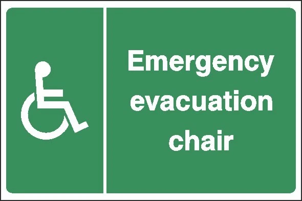 EMERGENCY EVACUATION CHAIR Sign Sticker Caution Warning [V6EMER0087] £2 ...