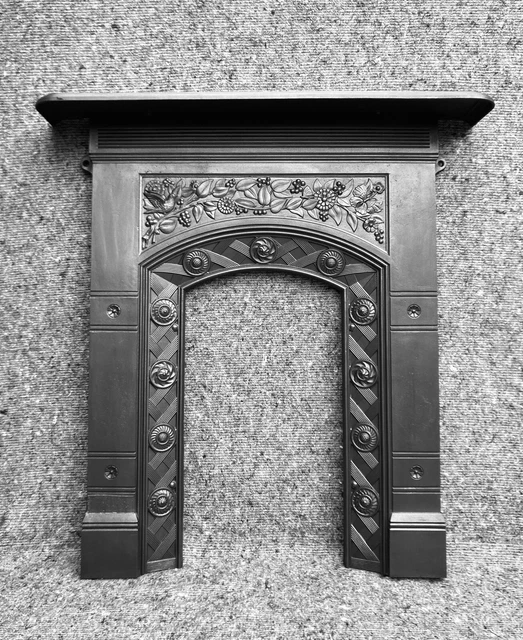 ANTIQUE CAST IRON Fireplace Fire Surround Victorian Arts And Crafts ...