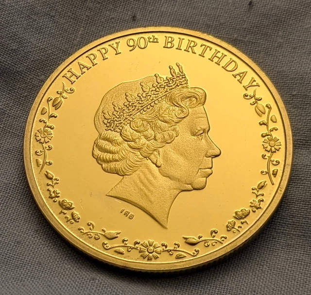 QUEEN ELIZABETH II Gold Coin Royal Family 1 Ounce QE2 90 Years Old ...
