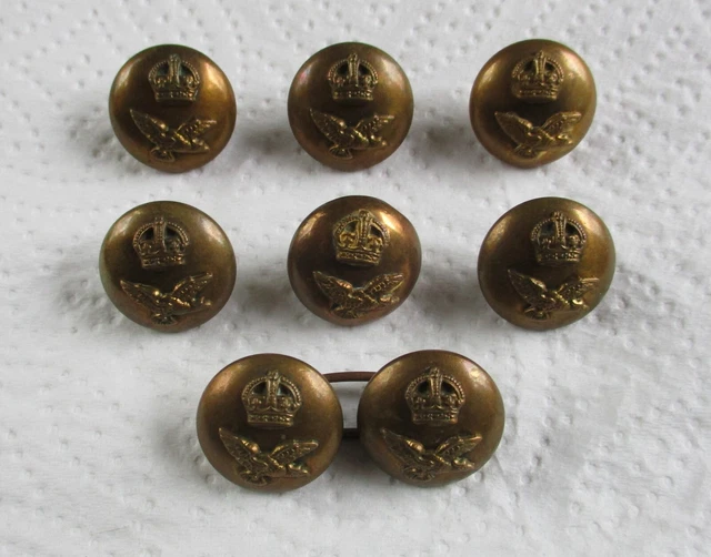 SET OF 8X WW2 RAF:"ROYAL AIR FORCE OFFICER'S BRASS MESS DRESS BUTTONS ...