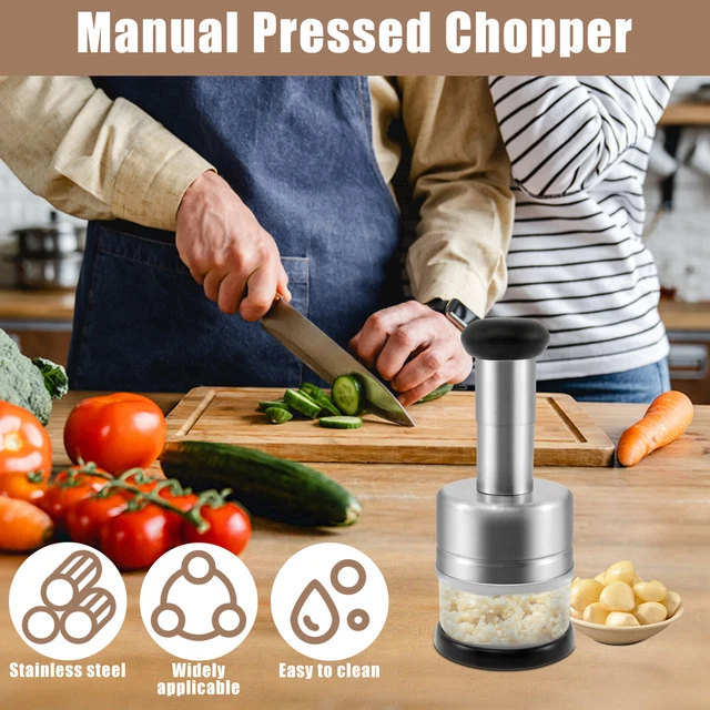 GARLIC CHOPPER EFFICIENT Stainless Steel Onion Chopper Portable Manual ...