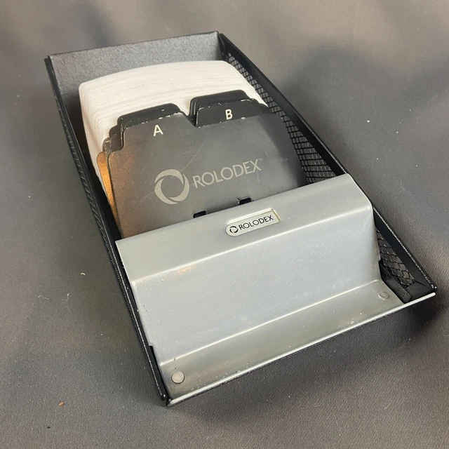 VINTAGE BLACK ROLODEX Metal Card File Original Cards + Dividers $19.95 ...