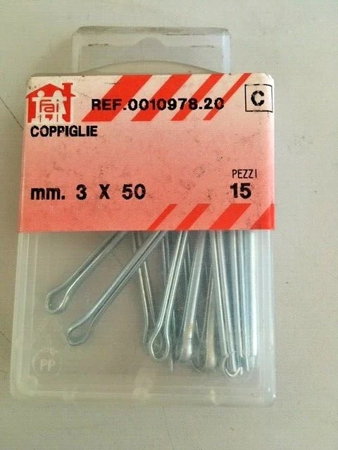 15 COPPIGLIE ZINCATE coppiglia tradizionale fissaggio perni bulloni mm ...