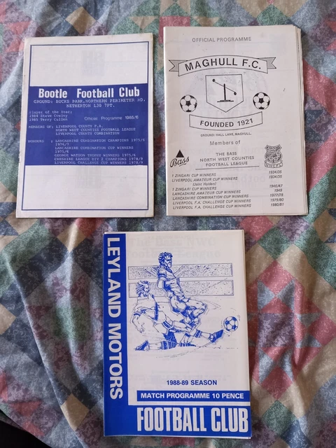 3 NON-LEAGUE FOOTBALL progs - ex NWCL - Bootle, Maghull and Leyland ...