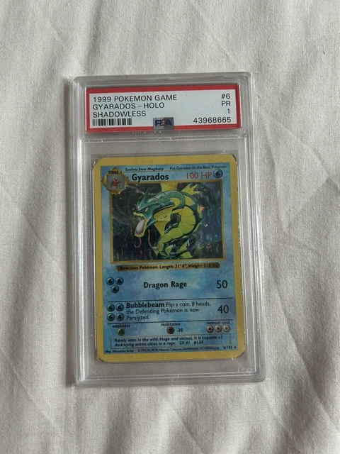 POKEMON BASE SET Shadowless Gyarados Holo 6/102 PSA 1 EUR 2,57 ...