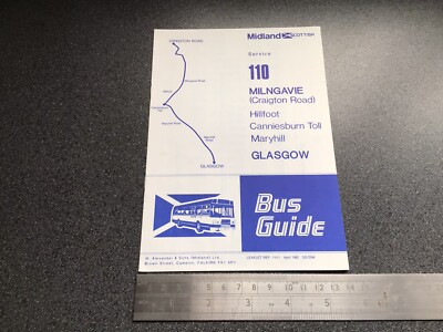 MIDLAND SCOTTISH BUS Group Route 110 Timetable April 1982 Milngavie ...
