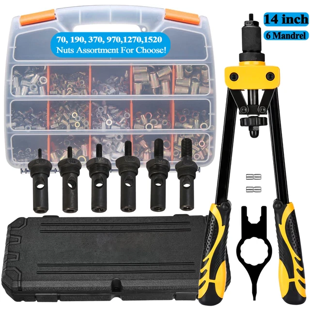 HAND RIVET GUN Threaded Insert Riveter Kit Pneumatic Tool Pop Nut ...