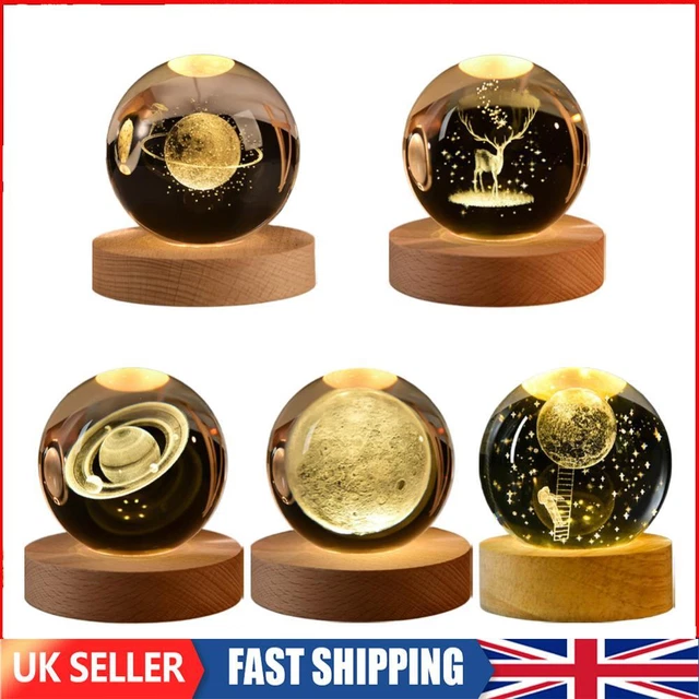 3D CRYSTAL BALL Night Light Crystal Ball Lamp Table Lamp Luminous ...