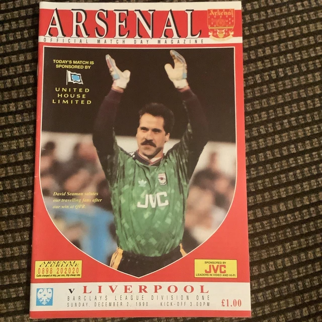 ARSENAL V LIVERPOOL 2nd December 1990 £5.40 - PicClick UK