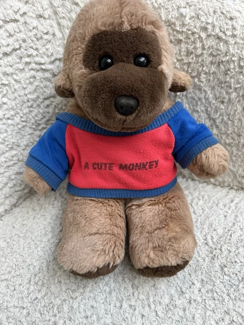 VINTAGE MONKEY/ TEDDY Brand Unknown Wearing A CUTE MONKEY T-Shirt 35 Cm ...