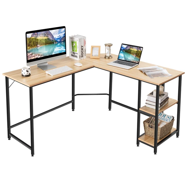 L-SHAPED CORNER COMPUTER Desk Industrial PC Table Large Workstation ...