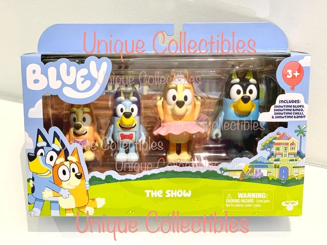 BLUEY THE SHOW Bluey Bingo Chilli Bandit Family 4 pack Action Figures ...