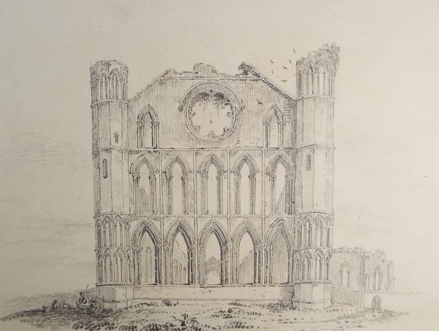 ORIGINAL PENCIL DRAWING,'ELGIN Cathedral', Early 19th Century, artist ...